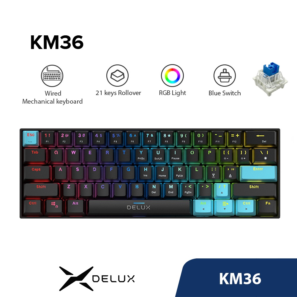 Gaming Keyboard (คีย์บอร์ดเกมมิ่ง) DELUX KM36 (Black-Orange Color ...