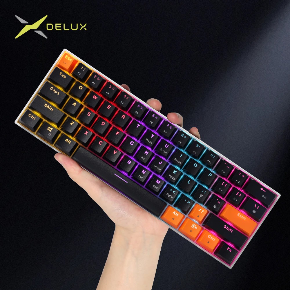 Gaming Keyboard (คีย์บอร์ดเกมมิ่ง) DELUX KM36 (Black-Orange Color ...