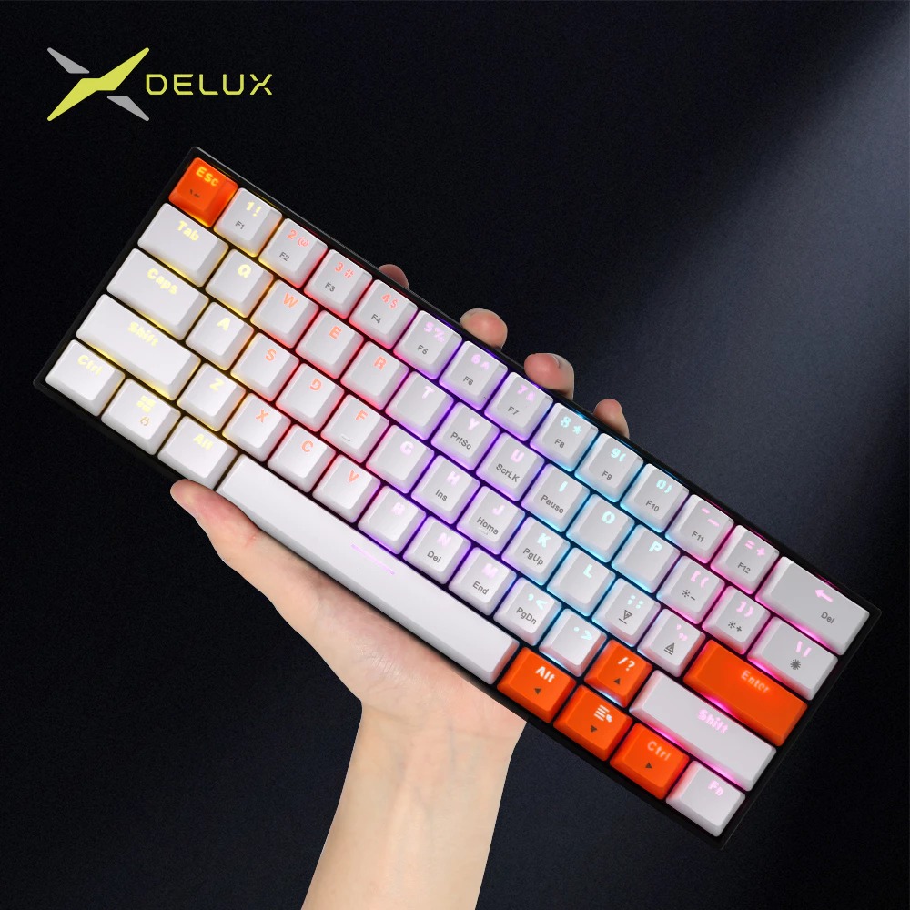 Gaming Keyboard (คีย์บอร์ดเกมมิ่ง) DELUX KM36 (White-Orange Color ...